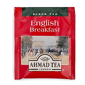 Ahmad Tea Black Tea, Nostalgic Britain Metal Caddy, English Breakfast Tea, 20 foil teabags - Caffeinated & Sugar-Free