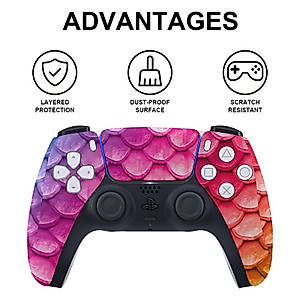 Beatiful Mermaid Fish Scale 3pcs Whole Body Decal Cover Sticker for PS5 Digital Edition for PS5 Console and Controller