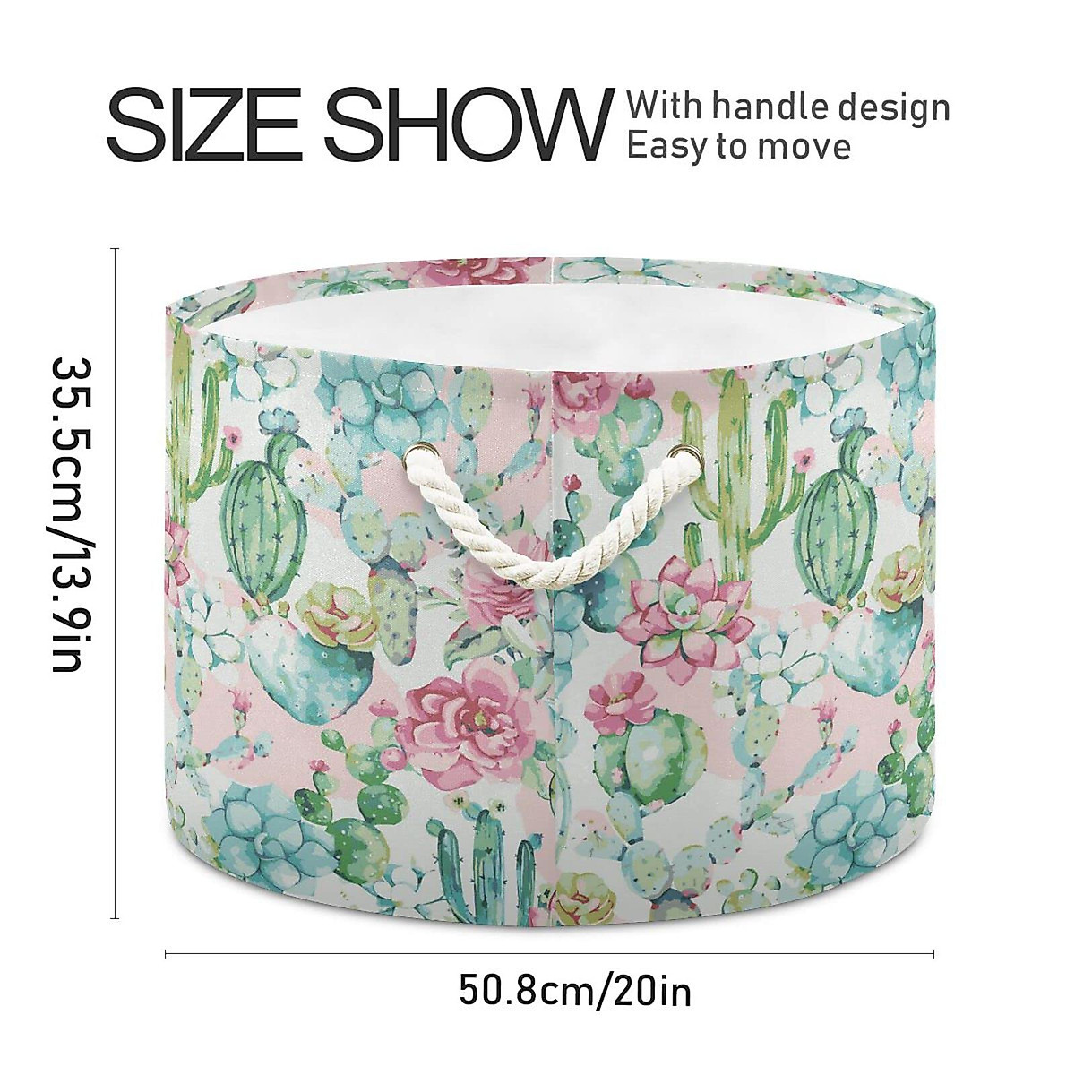 Cactus Cotton Rope Basket Floral Baby Laundry Basket for Blankets Toys Storage Basket Bins Box Organizer Basket