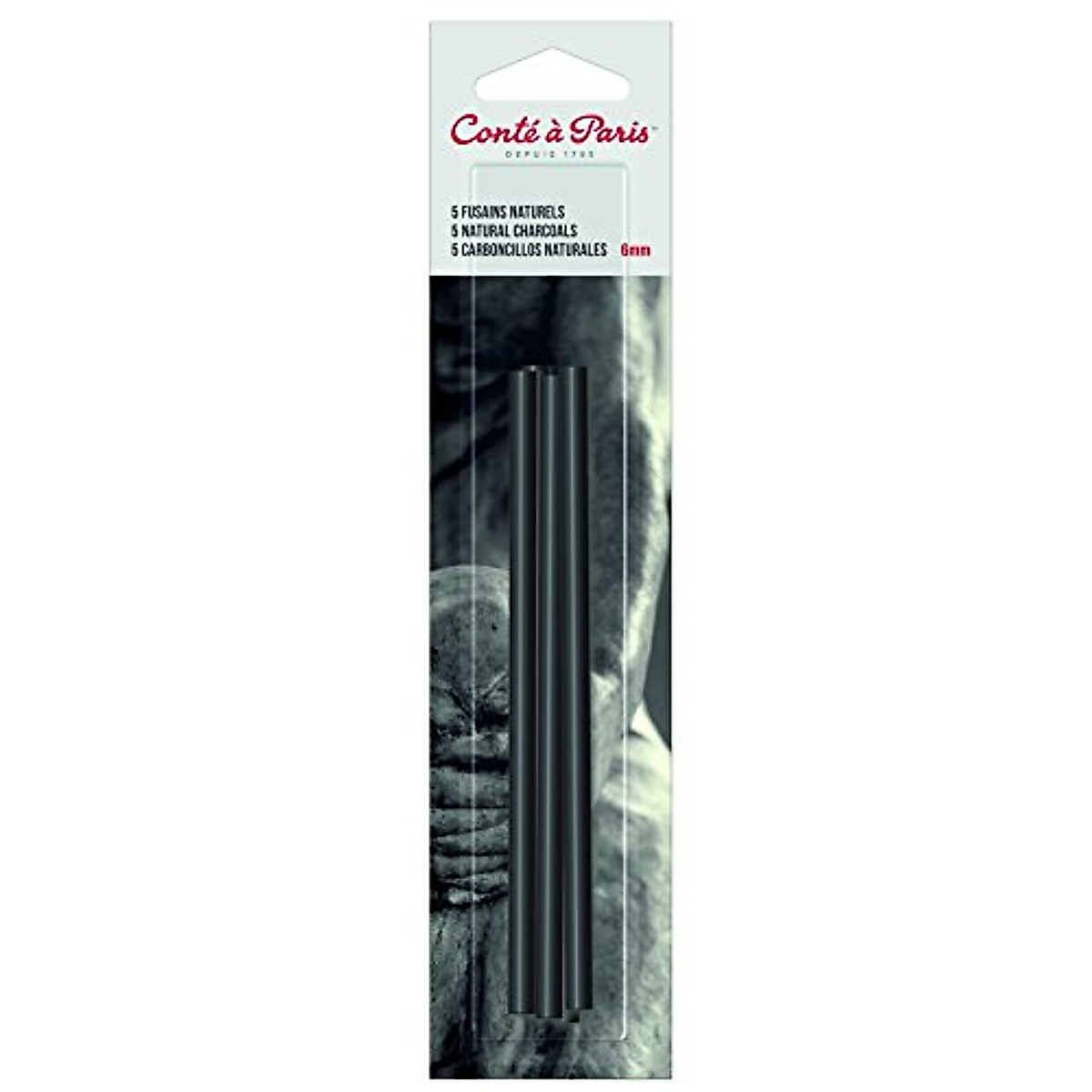 Conté à Paris 4mm Round Natural Charcoal (Pack of 5)
