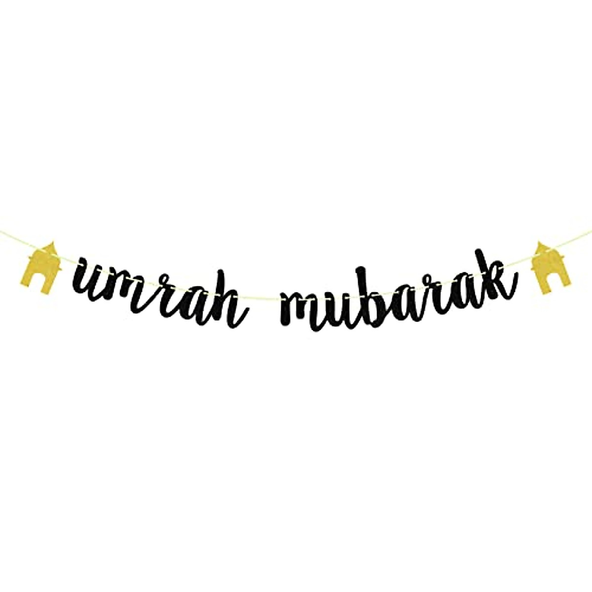 Umrah Mubarak Banner Eid Mubarak Banner Gold GlitterEid Mubarak Decorations | Eid Mubarak Party Decorations Supplies Eid Mubarak Party Decorations（Gold and Black）