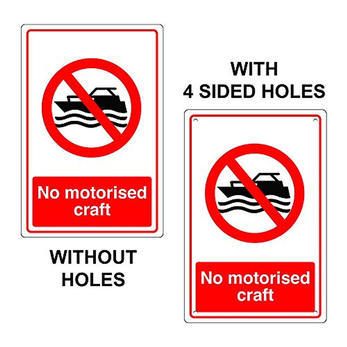 BannerBuzz No Motorised Craft Sign with Symbol Metal Aluminum Prohibited Sign Rust Free, UV Print Coated and Weatherproof Sign, Indoor Outdoor Use (24" W X 36" H, Sign without Holes)