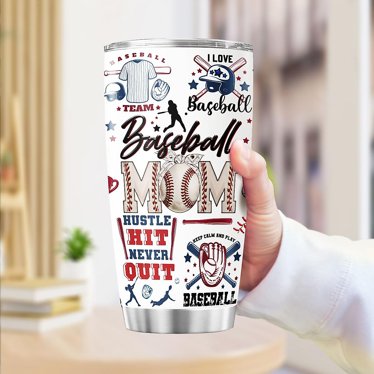 Baseball Mom Daily, Handle Cup Tumblers For Women Day Mother Cups Coffee Mothers Mama Funny Insulated, Tumbler 20 Oz With Lid And Straw, Baseball Gifts