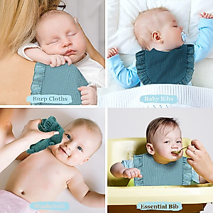 ZURLEFY Baby Girl Bandana Drool Bibs, 6 Pack Absorbent Cotton Muslin Drooling Bibs, Teething Bibs for Infants, Toddlers, Newborn (6 PACK-5)