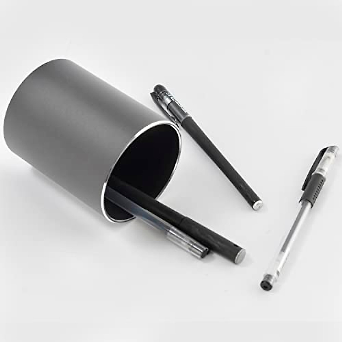 Pen holder, aluminum alloy waterproof pen holder, desktop simple and modern minimalist, multifunctional office supplies for families, kids and schools Grey
