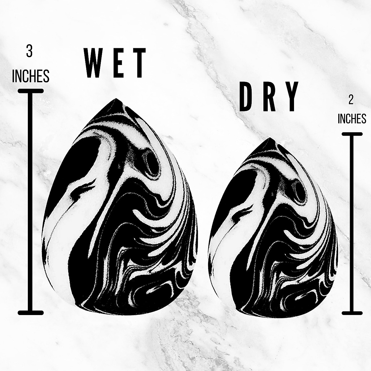 Premium Quality Marble Makeup Sponges, Soft Microfiber Blenders, 2 pack