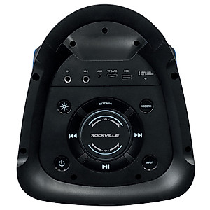 Rockville BASS Party 65 1200w Battery Powered LED Bluetooth Speaker Mic Input, Black