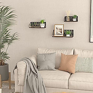 Edenseelake Floating Wall Shelves Set of 3, Cedar Pattern Wall Mounted Shelf for Bedroom, Living Room, Bathroom, Kitchen, Office