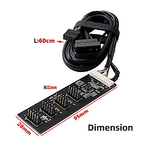 cablecc USB 2.0 9pin 10pin Header 1 to 4 Female Splitter Extension Cable HUB with IDE 5V Power Connector Adapter Port Multilier