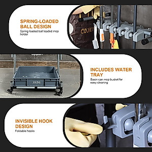 JGLDG Freestanding Mobile Cleaning Tool Storage Rack, Mop and Broom Holder (M2)