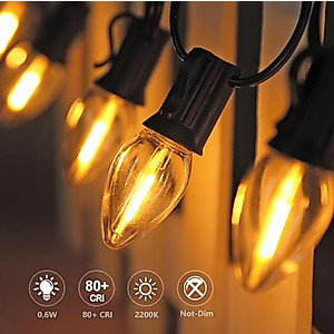Exiugus Shatterproof & Waterproof C7 Replacement LED Light Bulbs – 0.6W Equivalent to 7W, White Warm 2200K Outdoor String Lights, E12 Base Edison LED Night Light Bulbs