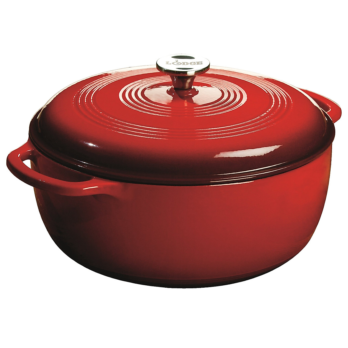 Lodge EC7D43 Enameled Cast Iron Dutch Oven, 7.5-Quart, Island Spice Red & EC3CC43 Enameled Cast Iron Covered Casserole, 3-Quart, Island Spice Red