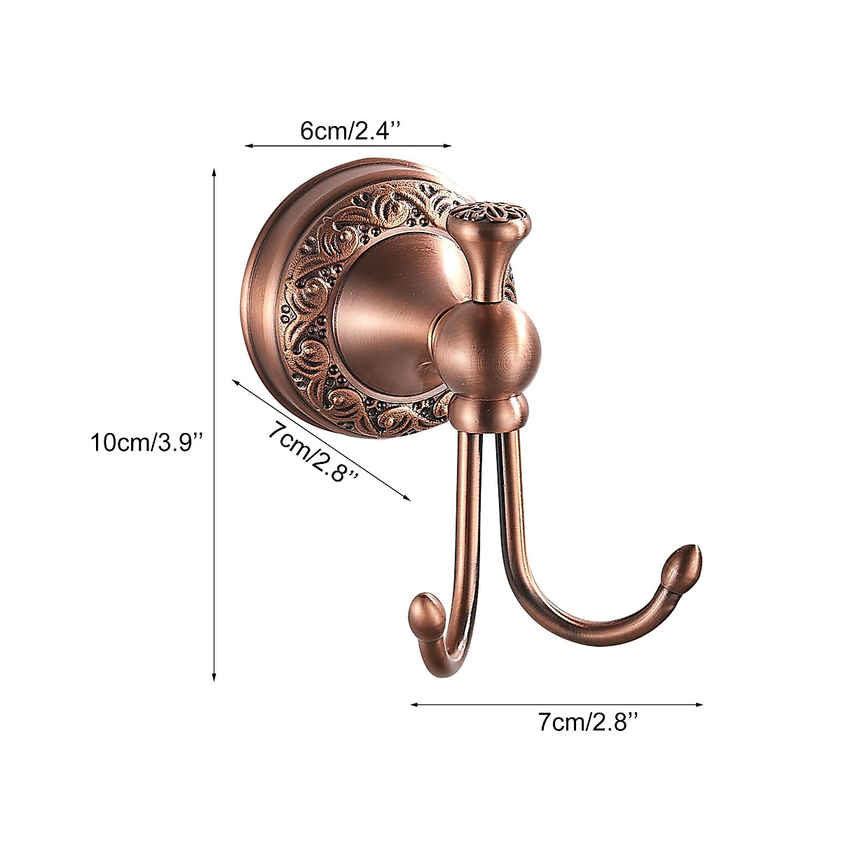 Red Copper Bath Towel Hooks, Wall Mounted Bathroom Hardware Accessories,Pattern Carving Design