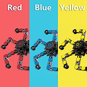 3Pcs Fidget Spinners,DIY Deformable Robot Fingertip Toys,Decompression Spinner,Deformable Creative Mechanical Gyro Toys,Stress Relief Mechanical Chain Toy Easter Basket Stuffers for Kids Adults