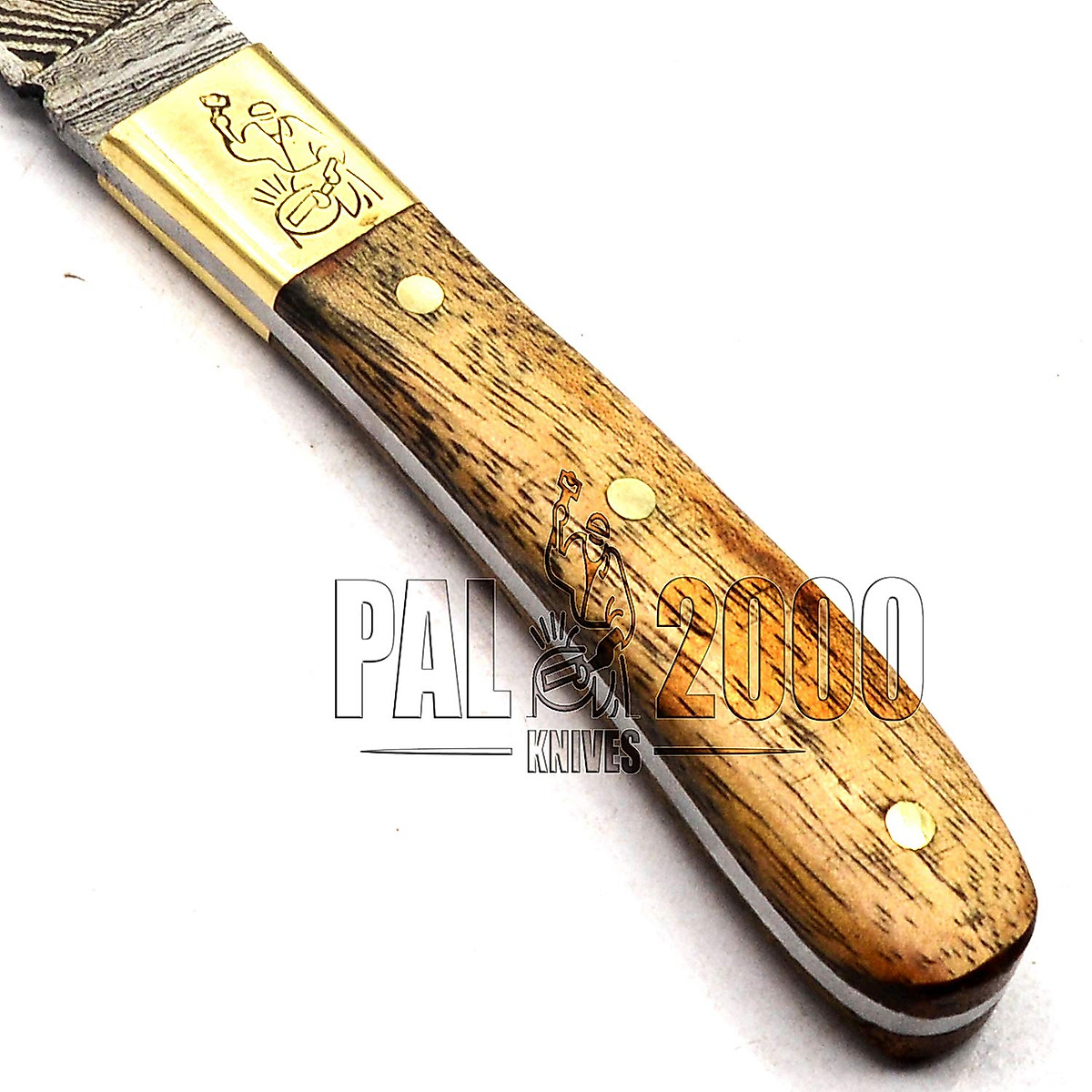 KNI-9725 Handmade Damascus Steel 9 Inch Knife Rosewood Handle With Leather Sheath