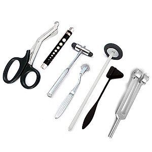 PRECISE CANADA 7 pcs Neurological Percussion Set, Reflex Taylor Buck Hammer Pinwheel Diagnostic Kit for Nurses, EMS, Medic Students, Clinic
