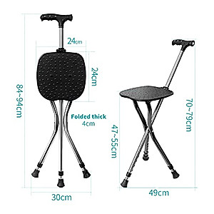 Folding Cane with Seat,Adjustable Walking Stick for Seniors,Lightweight Walking Cane with LED Light,Height Adjustment Cane Seat,Portable Cane Chair,Sturdy Crutches Stool,Supports up to 250 lbs