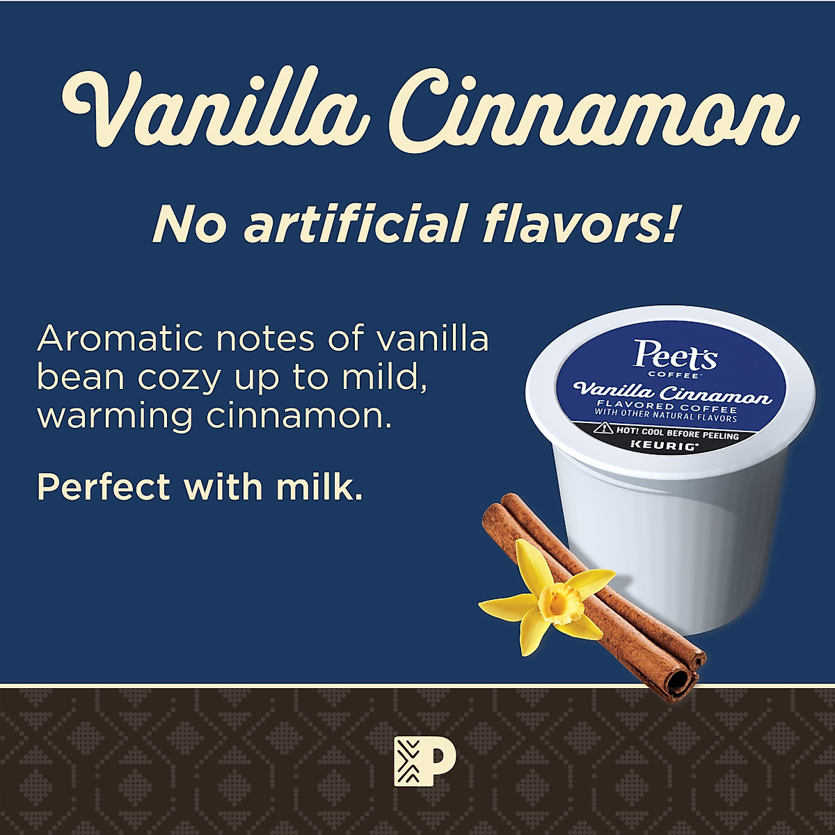 Peet’s Coffee, Vanilla Cinnamon - Flavored Coffee, 10 K-Cup Pods for Keurig Brewers (1 box of 10 pods), Light Roast