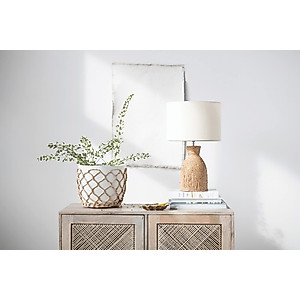 Creative Co-Op Mango 2 Woven Rope Doors, 1 Shelf and Tassel Handles Console, Bleached Wood