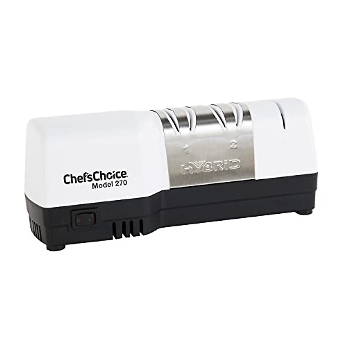 Chef's Choice Hybrid Diamond Hone Knife Combines Electric and Manual Sharpening for Straight and Serrated 20-Degree Knives, 3-Stage, White