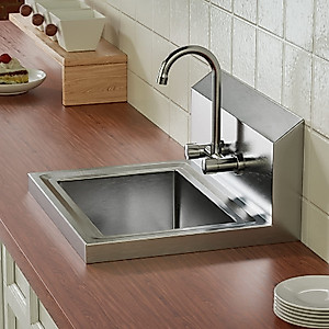 Bonnlo Commercial Sink Hand Washing Basin Stainless Steel Hand Sink with Hot&Cold Faucet, Wall Mount Utility Sink with Drainer Heavy Duty Hand Wash Sink for Commercial Restaurant Home Kitchen Workshop