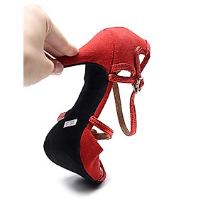 Goettin Professional Latin Dance Shoes Satin Salsa Dancer Shoes Ballroom Tango Dancing Shoes for Women with 3.5" Heel by FBA (US7.5) Red