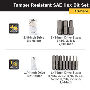 Titan 16135 13-Piece Tamper Resistant SAE Hex Bit Set