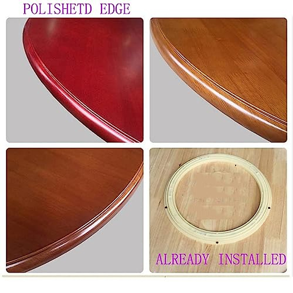 Generic Wooden Counter Top Turntable Large Lazy Susan 30in 40in Round Rotating Serving Tray For Dining Table，360 Degree Swivel，Sturdy, Smooth Action, Rustic (Color : Beige white, Size : 100 cm (40 i