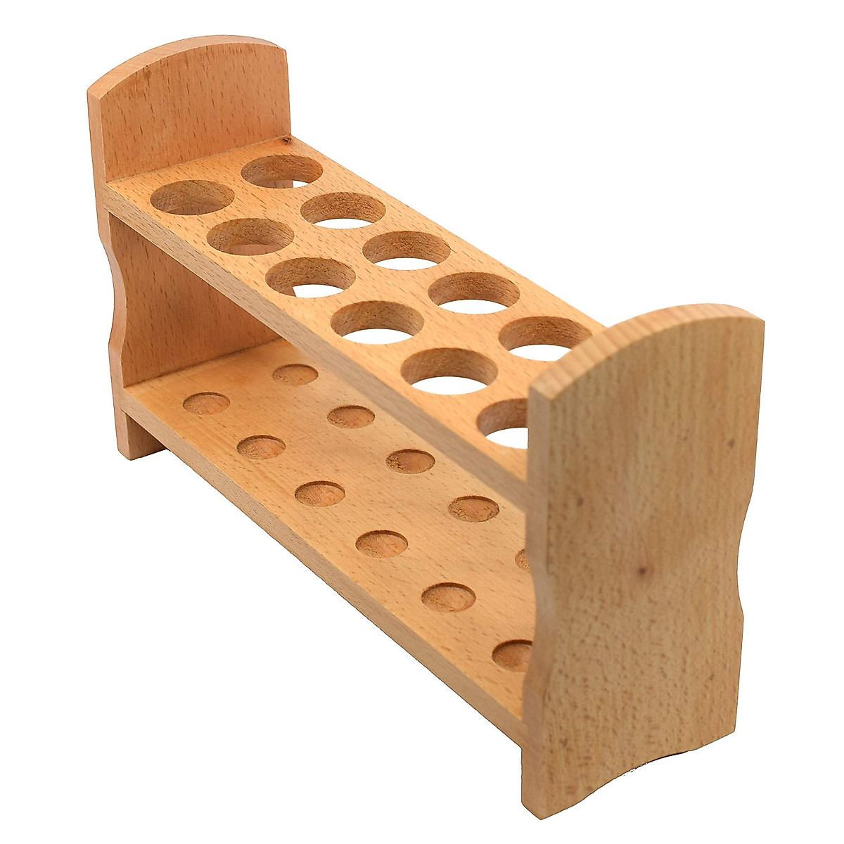 EISCO Wooden Test Tube Rack - Accommodates 12 Tubes, up to 28mm - 10.25" Wide - Premium Polished Beech Wood Construction