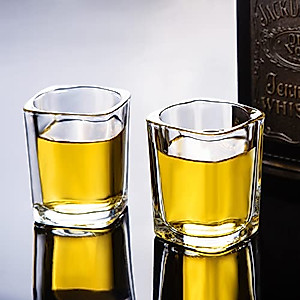 PARACITY Set of 2, Cool Shot Glasses with Heavy Base, Liquid Small Shot Glasses for Espresso Coffee Whiskey Vodka, Gift for Men, 2oz/60ml