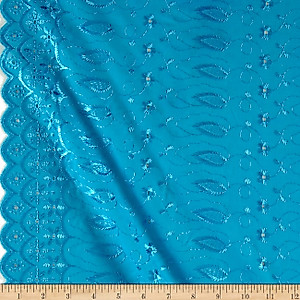 Ben Textiles Fancy Allover Eyelet Fabric by The Yard, Turquoise