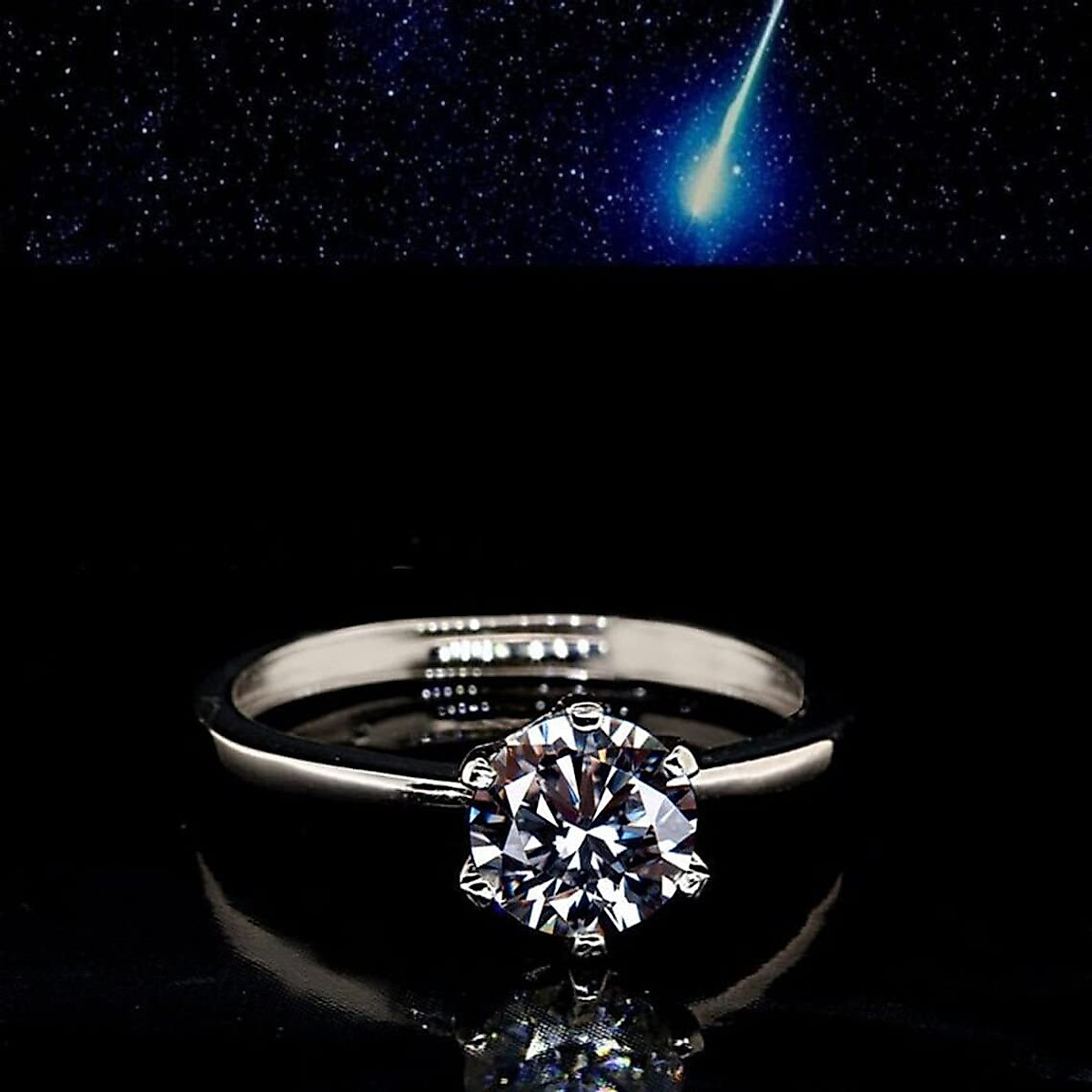 Kingsway Jewelry Moissanite Ring 6mm Wedding Band Set for Him and Her – Luxurious 3-Piece Promise Rings for Couples – Great for Daily Wear with Real Muonionalusta Meteorite & Purple Koa Wood Inlay