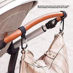 Stroller Hooks,2pcs Multipurpose Baby Stroller Hooks Soft Nylon+Metal 5kg Load Bearing Metal Hooks Black for Hanging Diaper Bags for Bicycles,Wheelchairs