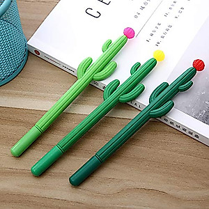 Aimyoo Pack of 30 Cactus Shaped Ballpoint Black 0.5mm Gel Ink Rollerball Pen for School Home Office
