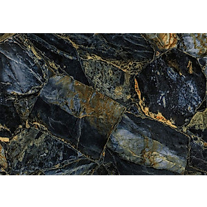 GLOW4U Glossy Vinyl Marble Wall Paper for Kitchen Countertops Table Self Adhesive Granite Shelf Liner (15.7x117 Inches)