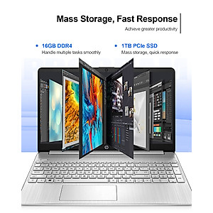 HP 2023 Newest 15.6" Touchscreen Laptop, Intel Core i3-1115G4 Processor Up to 4.1GHz, 16GB RAM, 1T SSD, Intel Iris Xe Graphics, Thin & Portable, 11 H Battery Life, Anti-Glare, Windows 11 Home S