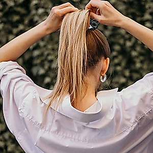 Alexandra's Secret Satin Bed Zippered Pillowcase with Scrunchies for Hair and Skin Pack of 2 Gift Set Luxury Soft and Cooling Sleep Silky Pillow Cases with Zipper (Queen, Charcoal)