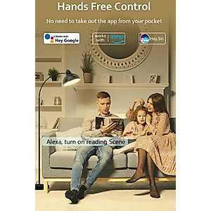 YHW Living Room Floor Lamp Smart Compatible with Alexa&Google, RGB 2700-6500k CCT Dimmable Color Changing for Bedroom Office.