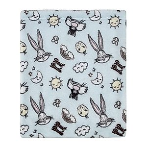 Warner Brothers Looney Tunes Best Buds Pastel Blue, Yellow, and White Bugs Bunny, Tweety, and Sylvester The Cat Super Soft Baby Blanket