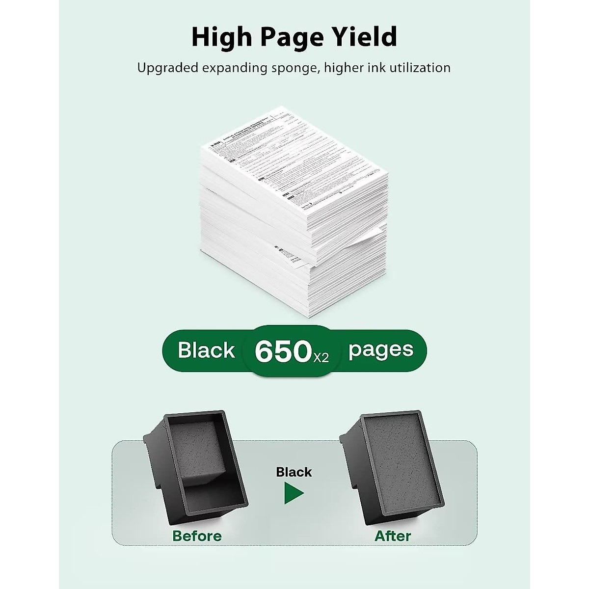 64XL Black Ink Cartridges Black Compatible for HP 64 XL Work with HP Envy Photo 7855 7858 7155 6255 6252 7100 7800, HP Envy Inspire 7900e 7950e Tango Series Printer (2 Pack)