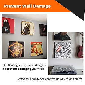 Now Spinning Wall Mount Vinyl Record Display/Shelf | Display Your Albums Without Wall Damage, Perfect for Office, Home, Dorms, and Apartments (Now Spinning + 2 Mounts, White)