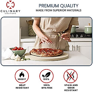 Culinary Couture 15" Round Pizza Stone for Oven and Grill - Cordierite Pizza Stone for Bread, Calzone, Cookies - Oven and Grill Pizza Stone for Outdoor Grill, Stone Pizza Pan for Oven
