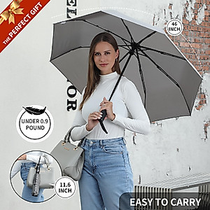 Anntrue Windproof Travel Umbrella, Auto Open Close Lightweight Compact Portable Backpack Folding Umbrella, Perfect for Car, Purse, Men and Women(Gray)