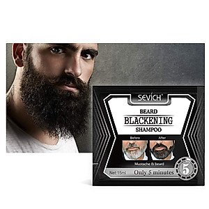 SEVICH Black Beard Dye Shampoo, Beard Care Repair Grey Cover Mustache Conditioner Softener, Fragrance Free