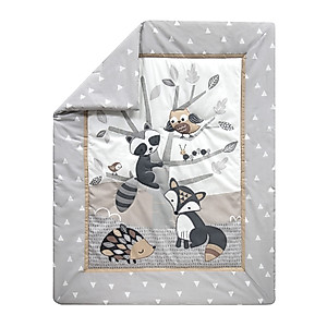 Bedtime Originals Little Rascals Forest Animals 3 Piece Crib Bedding Set, Gray/White