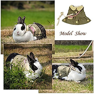 CooShou Guinea Pig Clothes Harness Leash Rabbit Clothes Dress for Bunny Dress with Bowknot Small Pet Adjustable Vest Harness Leash for Bunny Ferret Iguana (L)