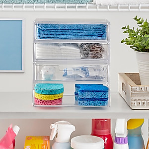 STORi Chloe Stackable Clear Double Organizer Drawers | 2 Piece Set | Organize Cosmetics and Beauty Supplies | Made in USA