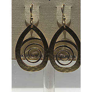 Silver Forest Shiny Gold Plated Hammered Tear with Coil. NE-1627A