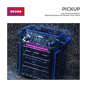 ION Audio Pickup - 100W Water-Resistant Bluetooth Outdoor Speaker with Rechargeable Battery, Karaoke Microphone, Radio, Wheels, Handle & USB Charging