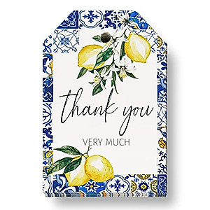 AnyDesign 100Pcs Lemon Thank You Favor Tags Vintage Lemon Craft Hanging Tags with Hemp Rope for Wedding Baby Shower Birthday Thanksgiving Day Holiday Party Gift Supplies